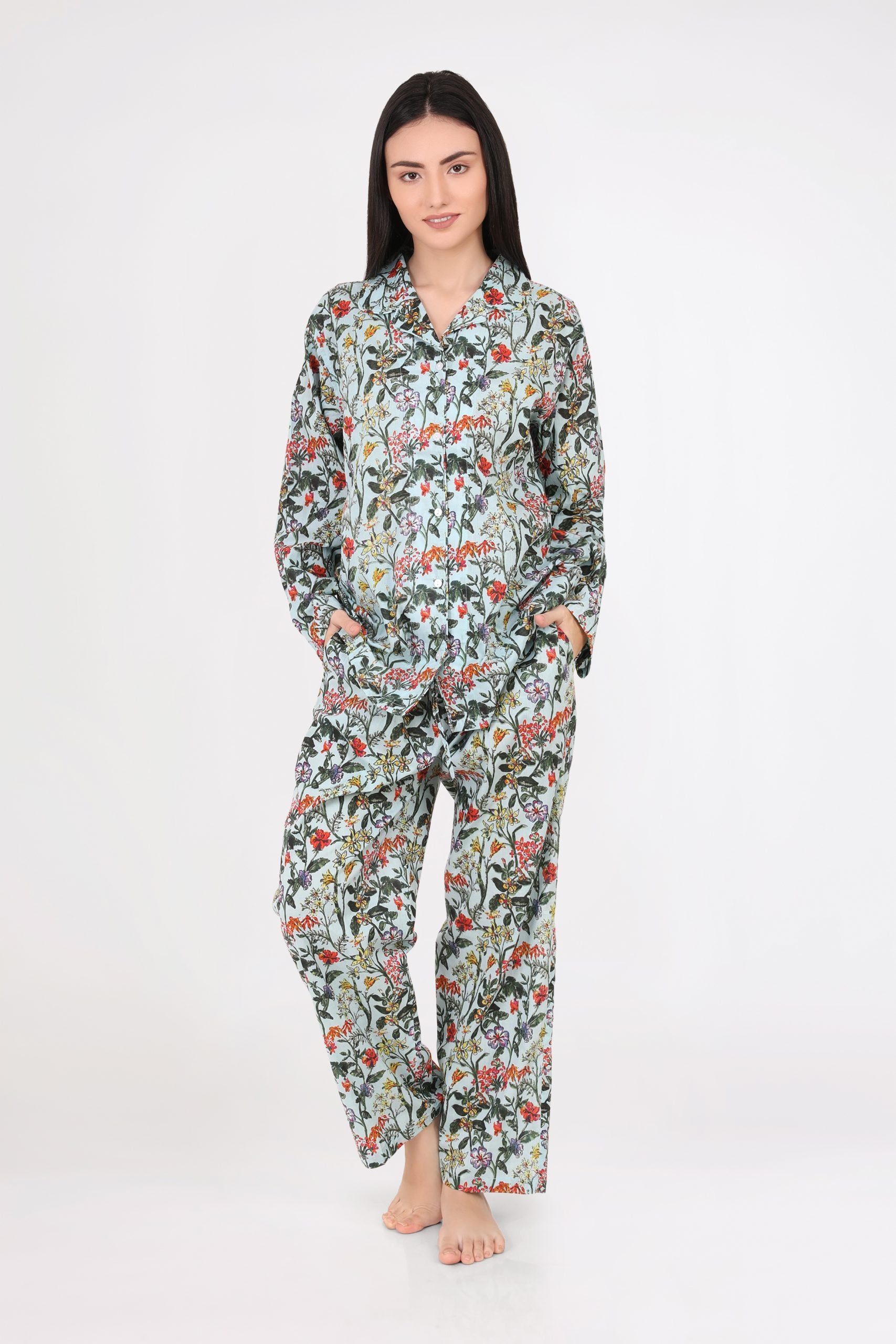 Arabella 100% Cotton Green Floral Pyjamas – Wells Trading Company